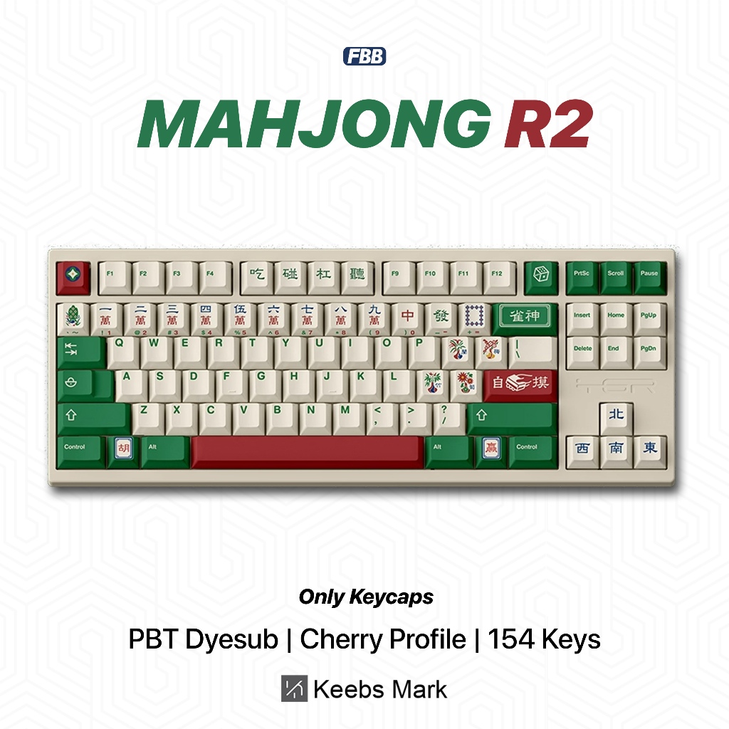 Jual FBB Mahjong Keycaps PBT Dyesub 154 Keys Cherry Profile Mechanical ...