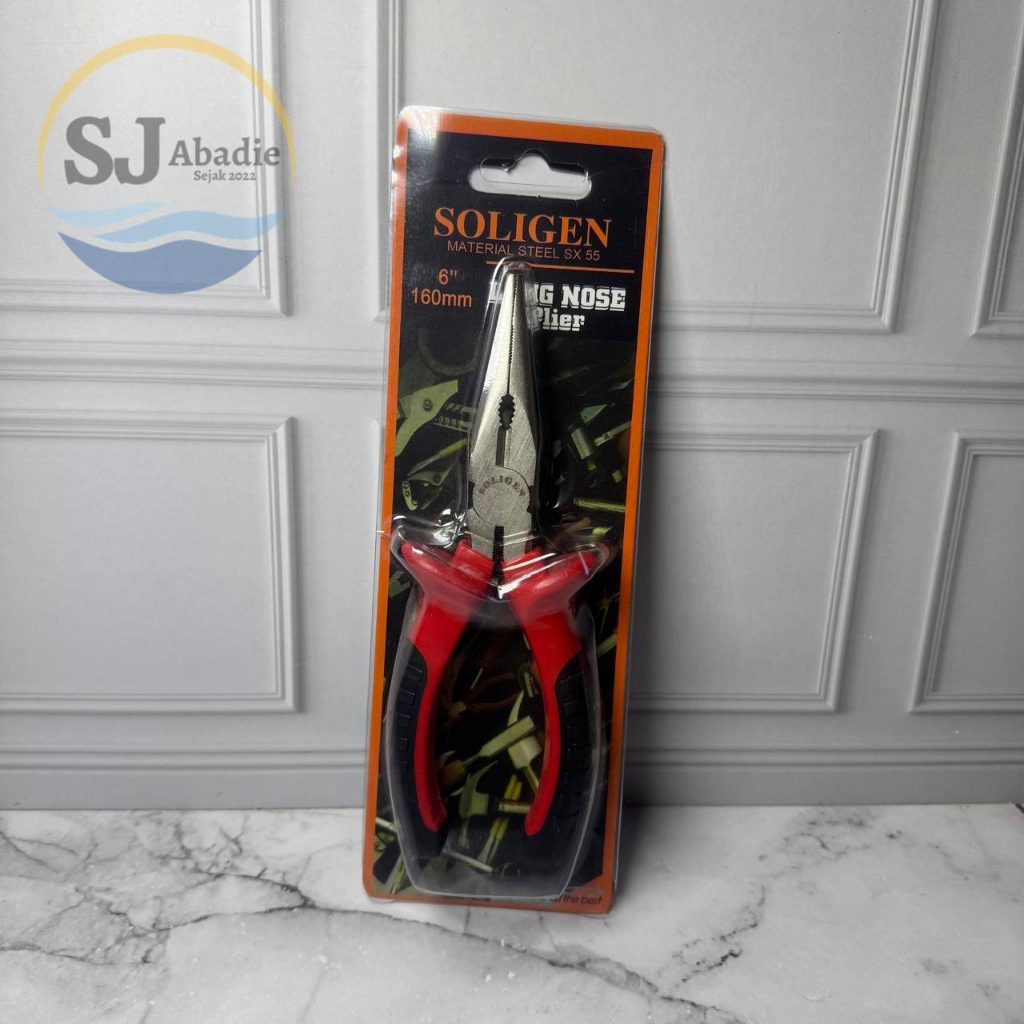 Jual (1 PC) SOLIGEN Tang Lancip Gagang Karet 6 Inch - Long Nose Pliers ...