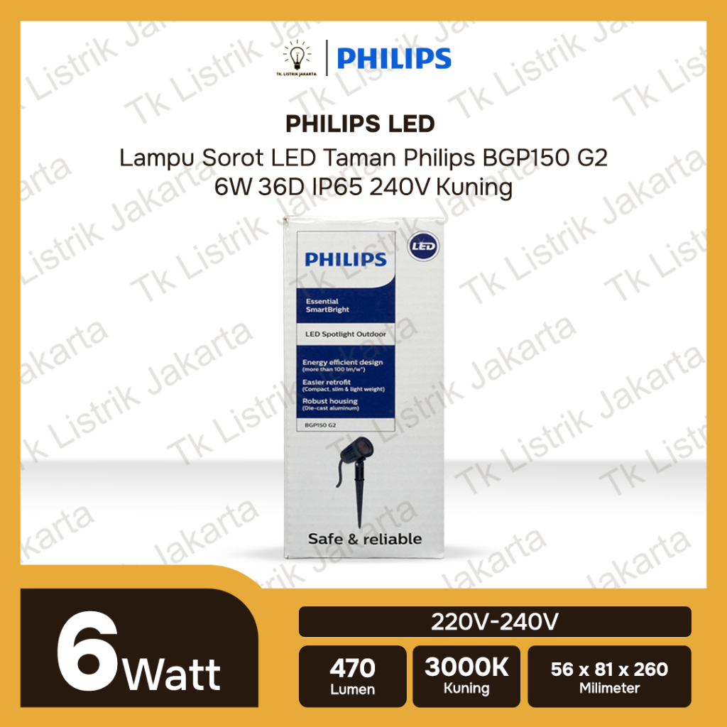Jual Lampu Sorot LED Taman Philips BGP150 G2 6W 36D IP65 240V | Shopee ...