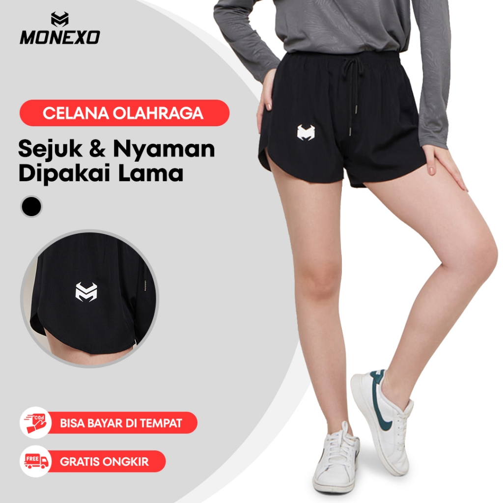 Jual Monexo - Celana Pendek Olahraga Wanita Polos Premium Big Size Parasut Despo Lari Jogging ...
