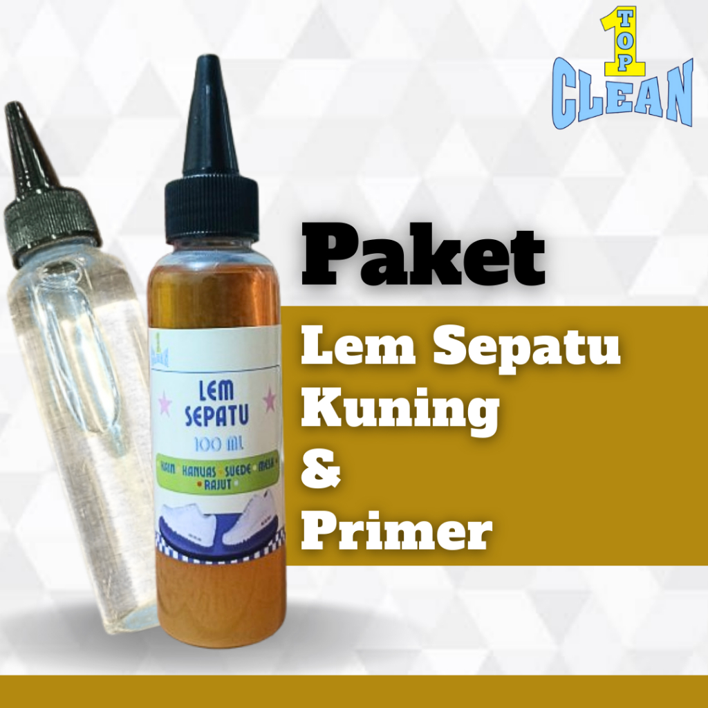 Jual PAKET Lem Sepatu Kuning 100 ML dan Primer Sepatu 100 ML TOPCLEAN ...