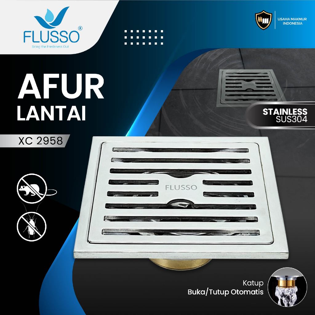 Jual Flusso Floor Drain Kamar Mandi Katub Kuningan Anti Kecoa & Bau ...
