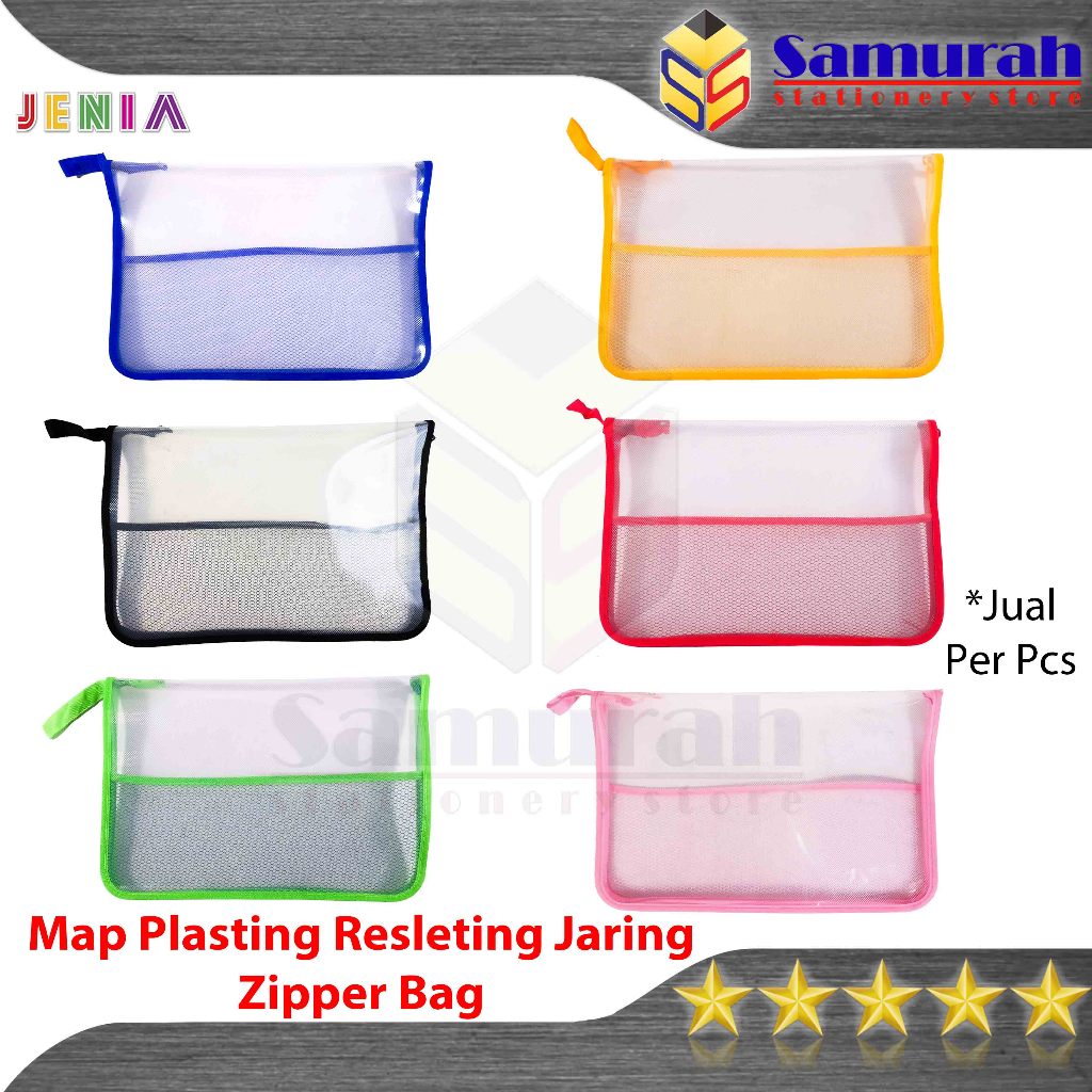 Jual Map Plastik Jaring Seleting JENIA Folio / Zipper Bag School F4 ...