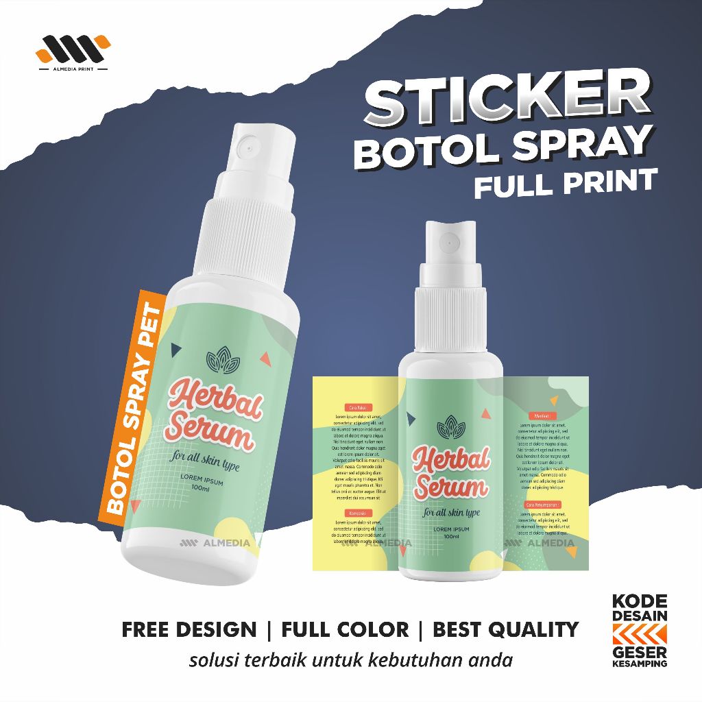 Jual Stiker Kemasan Botol Spray Full Print / Botol Flip Top / Stiker ...