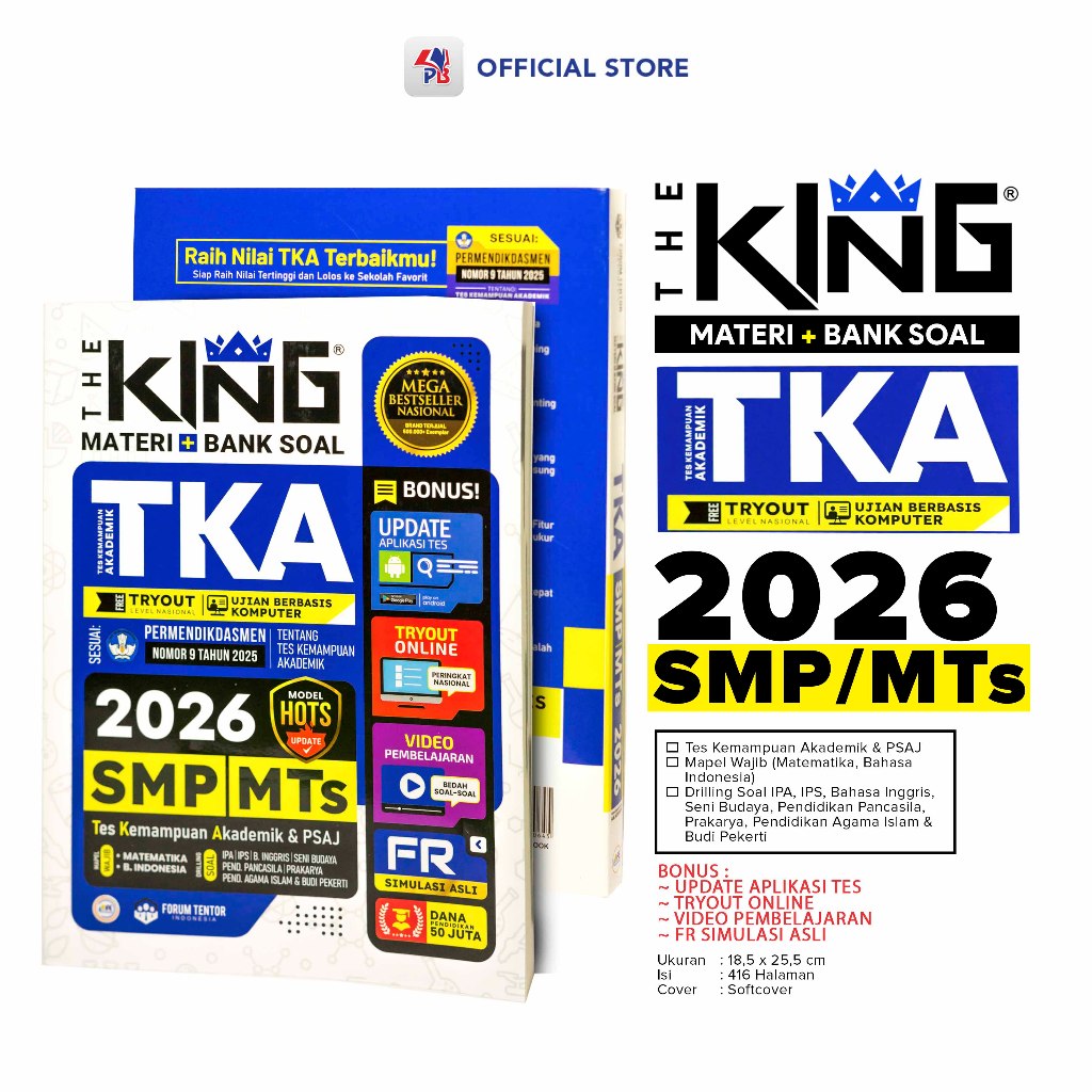 Jual Buku TKA SMP MTs 2026 / The King Materi + Bank Soal TKA 2026 Untuk ...