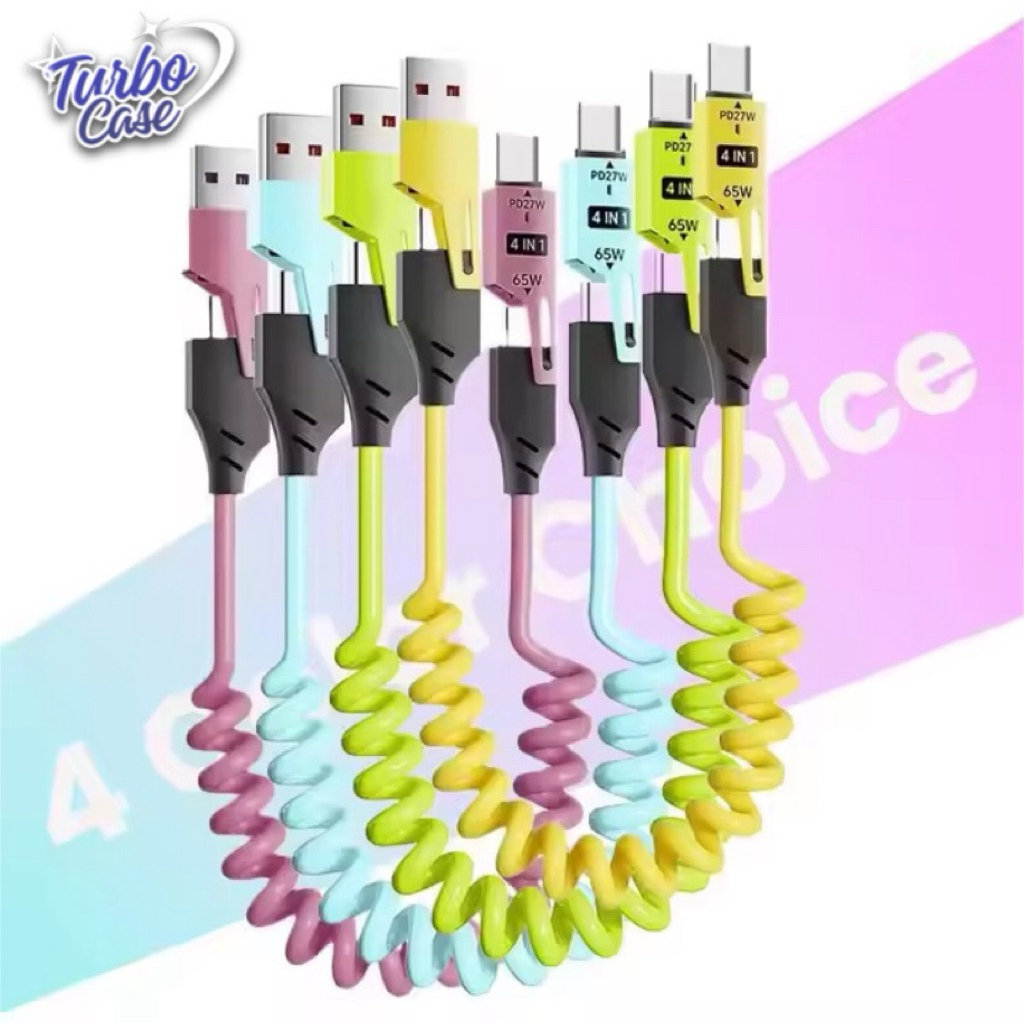 Jual Volant Kabel data Spiral 4in1 type C 65W + PD 27W / Kabel Data 4 ...