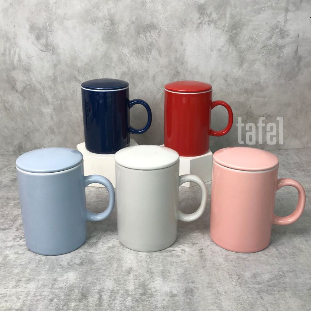 Jual Mug Gelas Keramik Two Tone dengan Tutup 330 ml isi 1 | Shopee ...