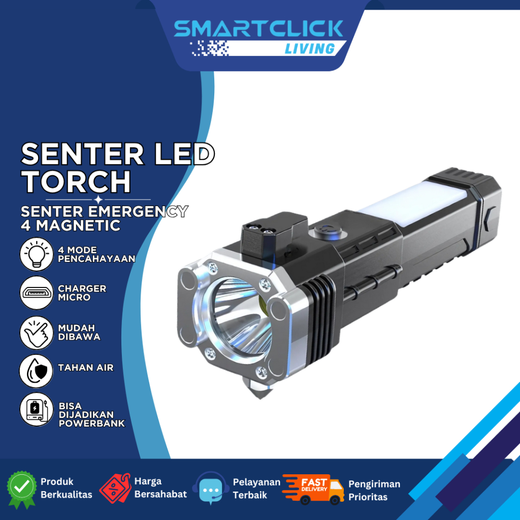 Jual SmartClick Senter LED Torch 3W Emergency 4 Magnetic Senter Palu ...