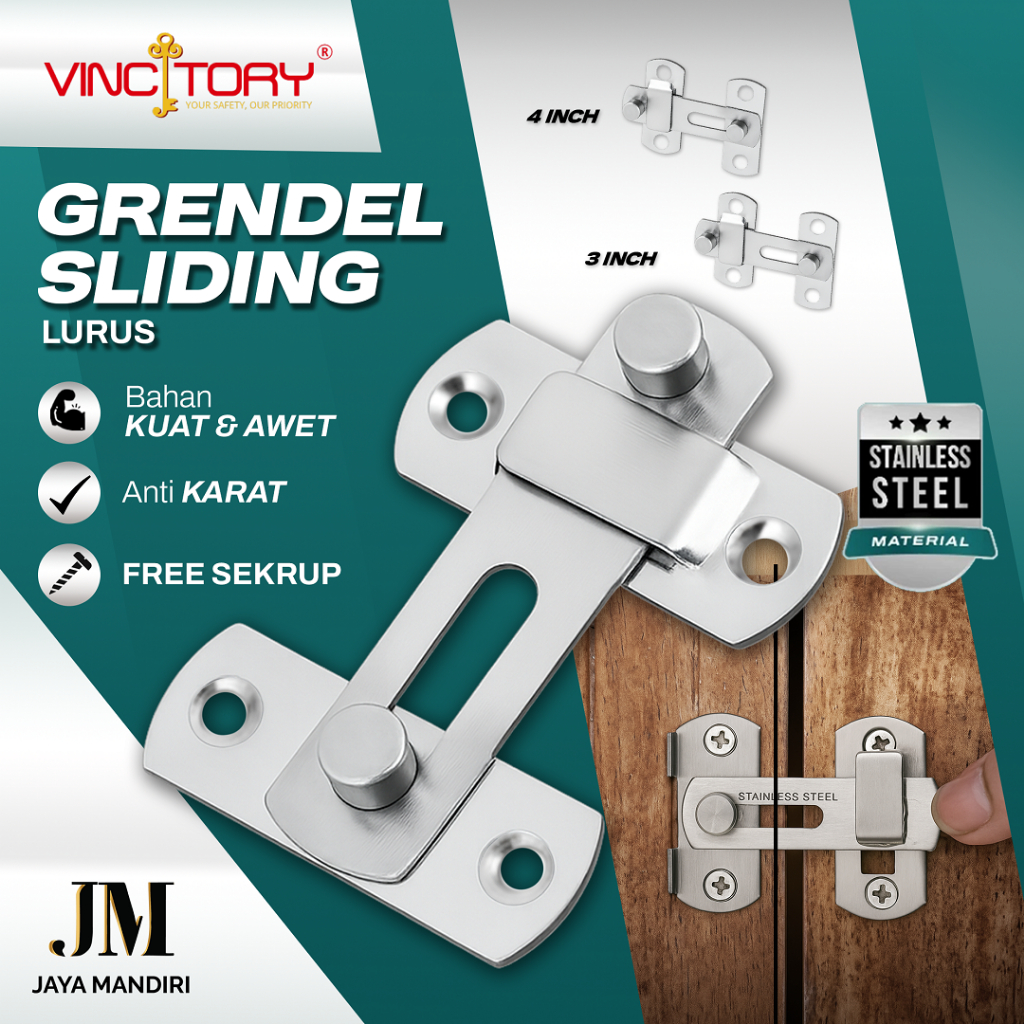 Jual VINCITORY Grendel Sliding 180* Stainless/Selot Pintu Geser/Ready ...