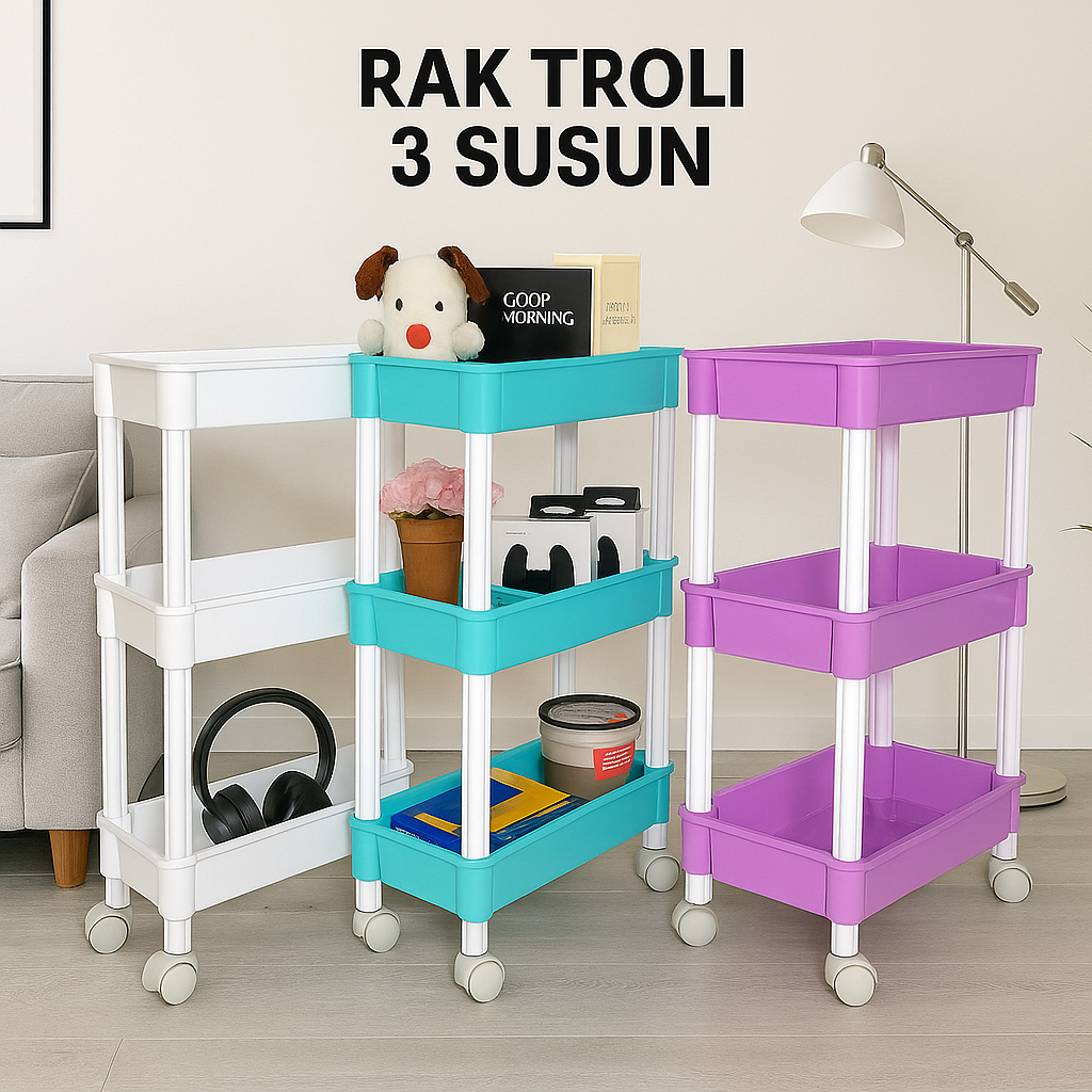 Jual RAK TROLI 3 SUSUN Roda Multifungsi Penyimpanan Portable Trolley ...