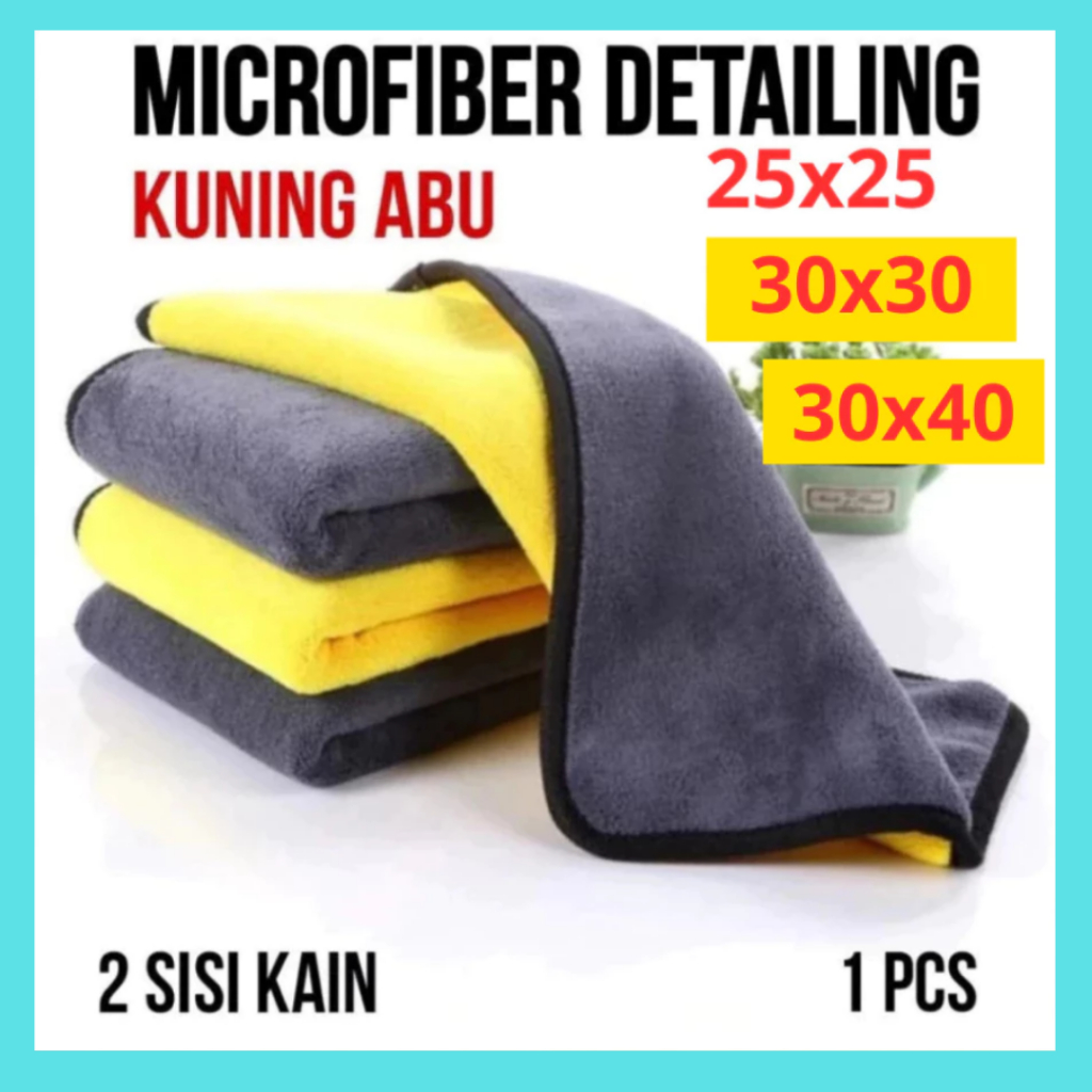 Jual PUSATHEMAT_ Lap Microfiber Kuning Abu 30x30 & 30x40 – Lap ...