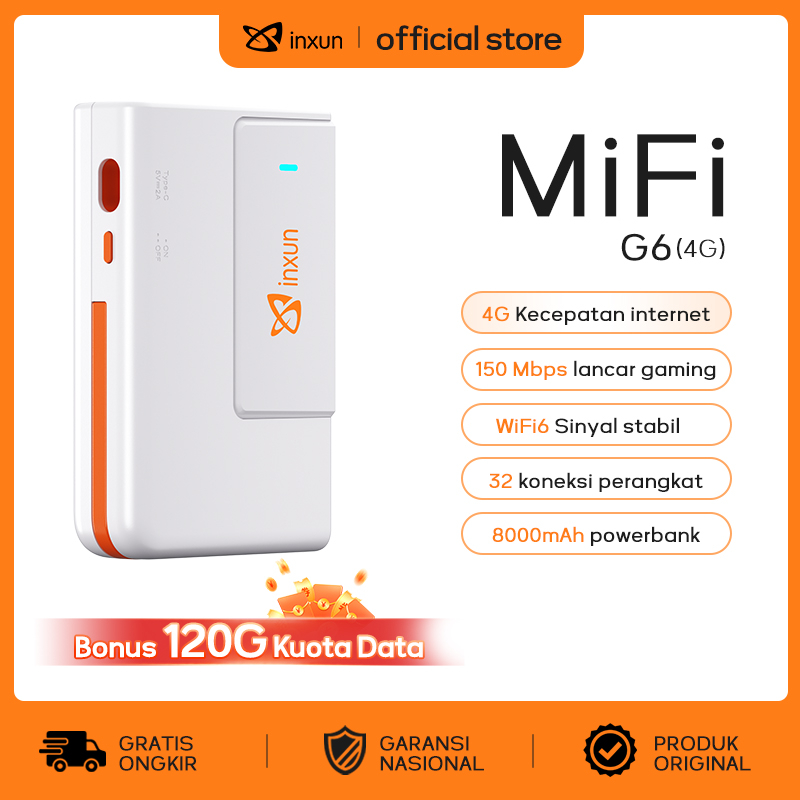 Jual COD 𝐁𝐨𝐧𝐮𝐬 𝟏𝟐𝟎𝐆𝐁 G6 PocketWifi dan Powerbank modem wifi 4G all ...