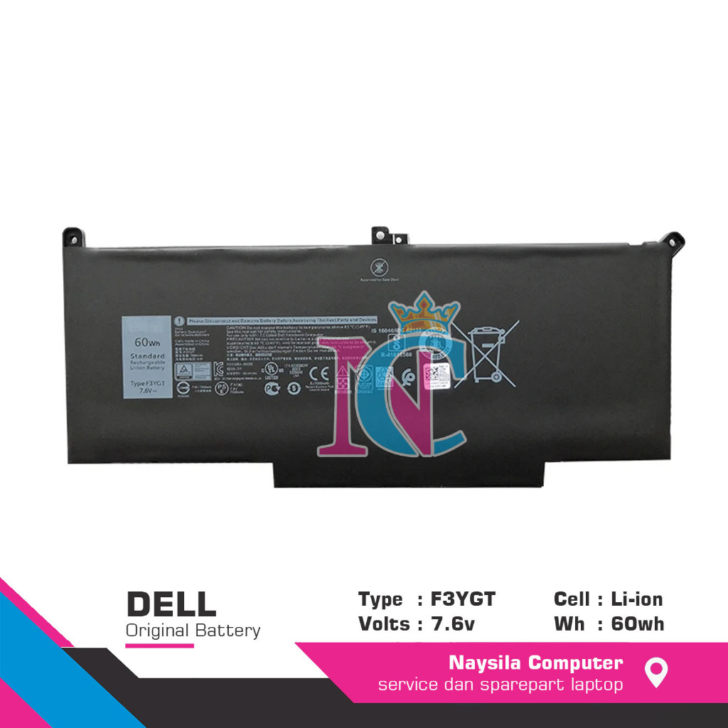 Jual F3YGT DM3WC Battery For Dell Latitude 7480 7280 7490 7390 7380 ...