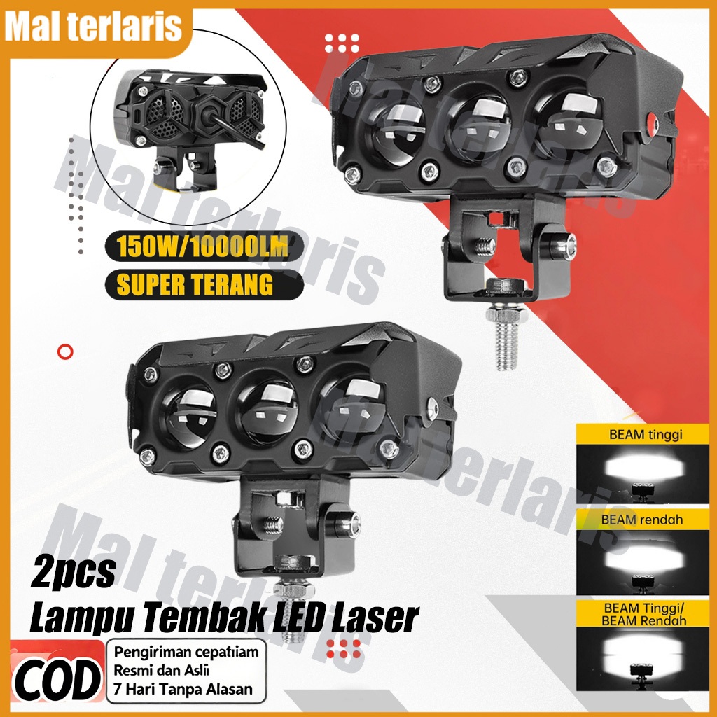 Jual Lampu Tembak LED Laser 2pcs /Lampu Sorot Laser 3 Mata 2 Warna/HI ...