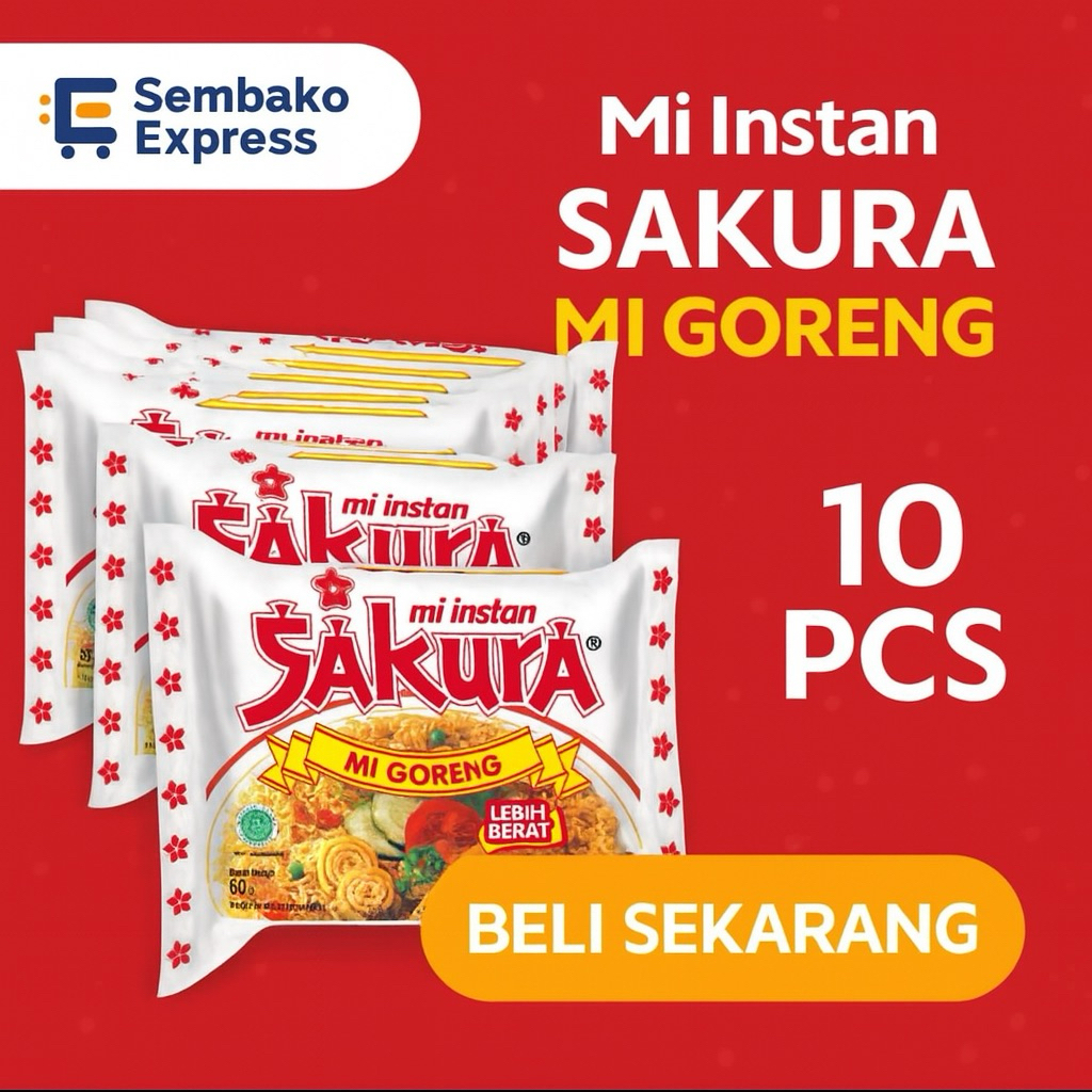 Jual Sakura Mi Instan Goreng 60g – 10 Pcs | Shopee Indonesia