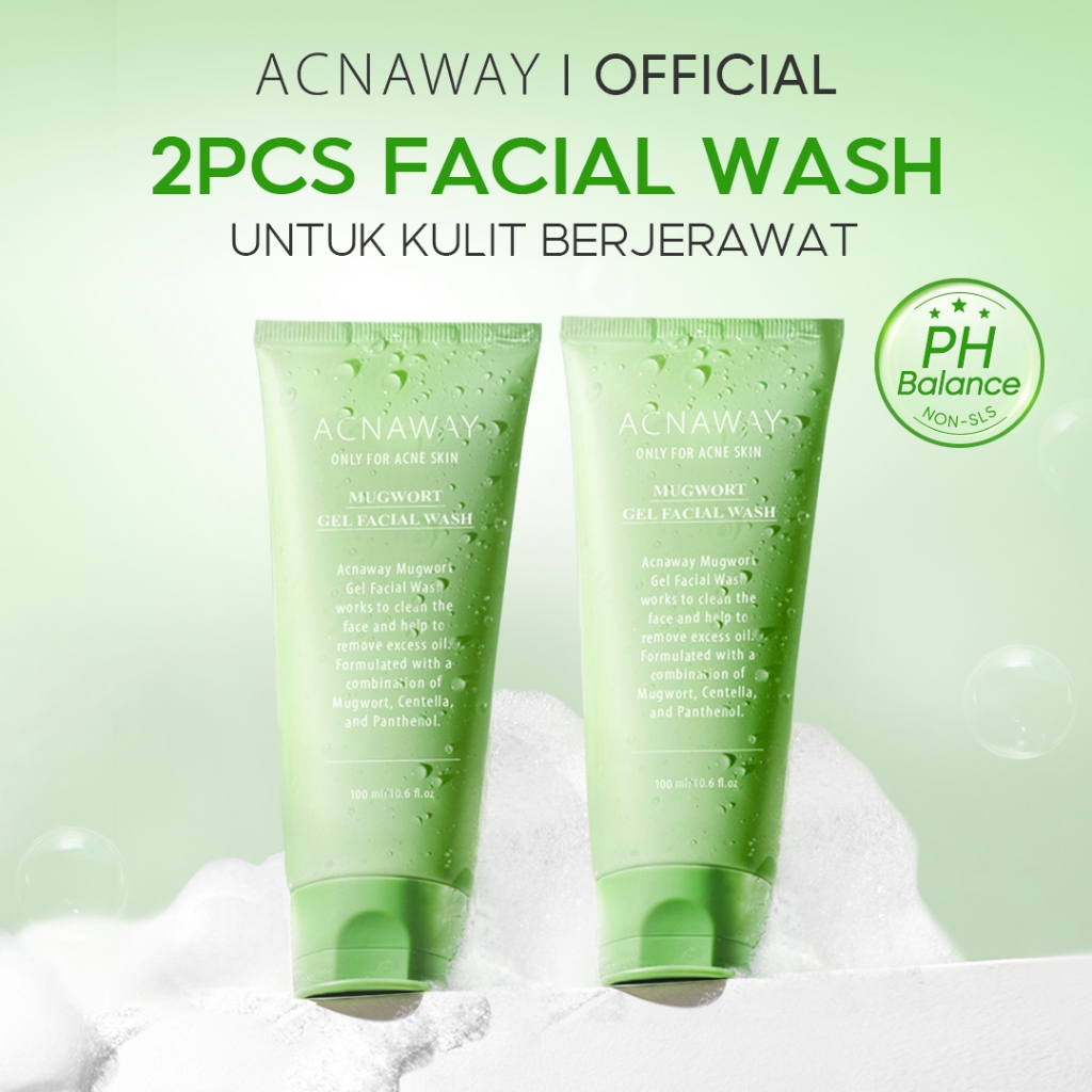 Jual ACNAWAY 2PCS Mugwort Gel Facial Wash –Acne Friendly Gentle ...