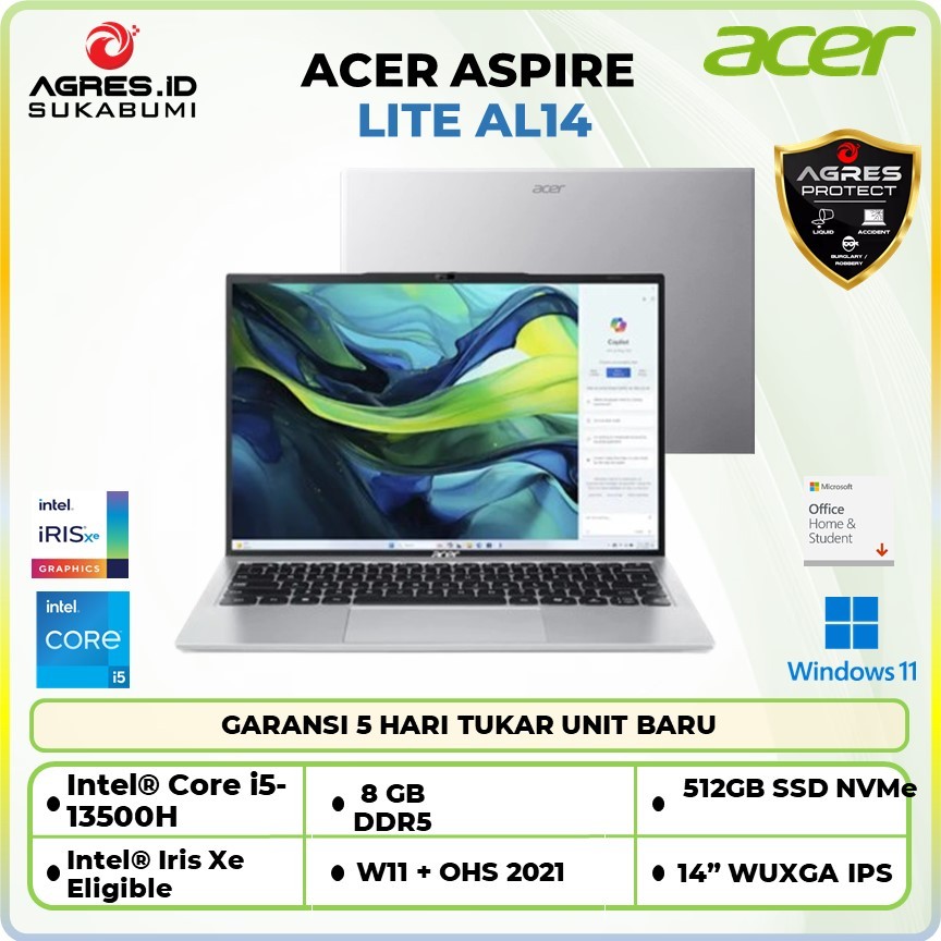 Jual Acer Aspire Lite AL14 Intel i5-13500H 16GB 512GB Win 11 + Office ...