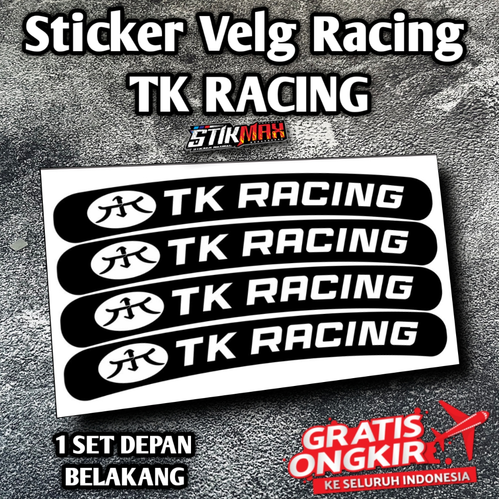 Jual STIKMAX | STIKER VELG TK RACING UKURAN ORIGINAL PRINT CUTTING ANTI ...