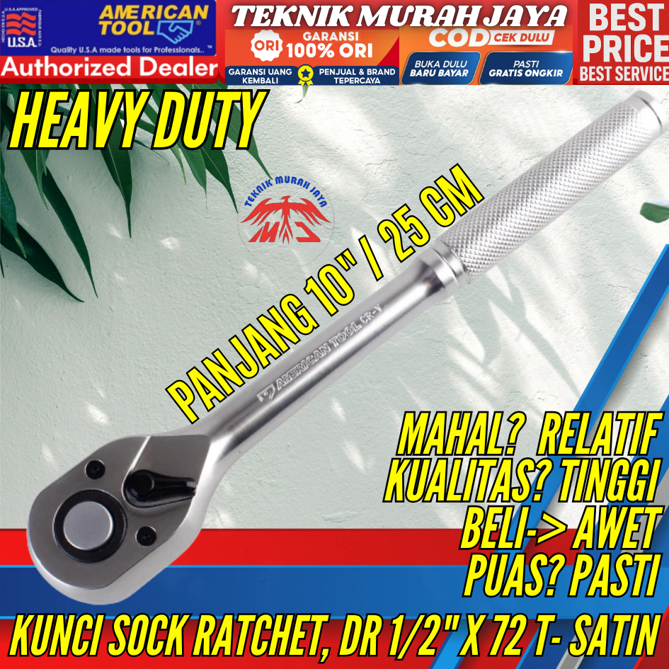 Jual AMERICAN TOOL Stang Gagang Kunci Shock Ratchet 1/2" Rachet 72T 72 ...