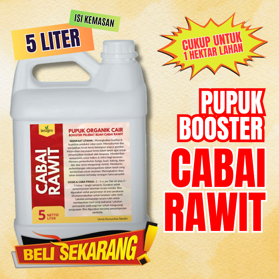 Jual 5 Liter Pupuk Cabe Rawit Agar Berbuah Lebat Booster Penyubur Pelebat Buah Masa Pertumbuhan ...