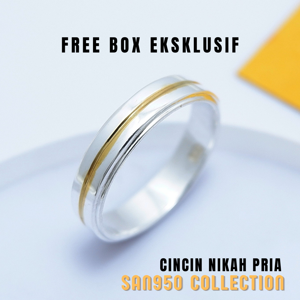 Jual P03 Cincin Nikah Pria lis emas Elegan SAN950 Tunangan Paladium ...