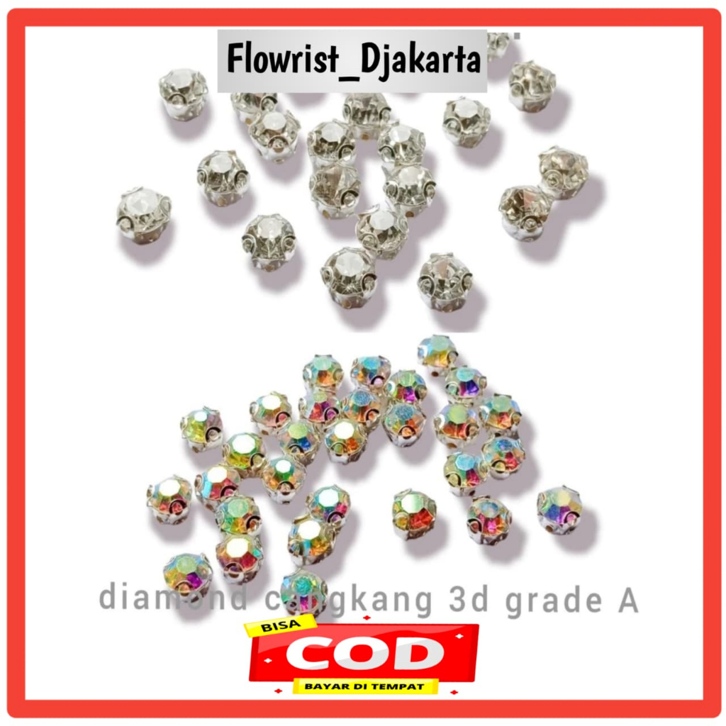 Jual Diamond Cangkang Jahit Permata Cangkang Kristal 3D Uk SS 25 Per ...