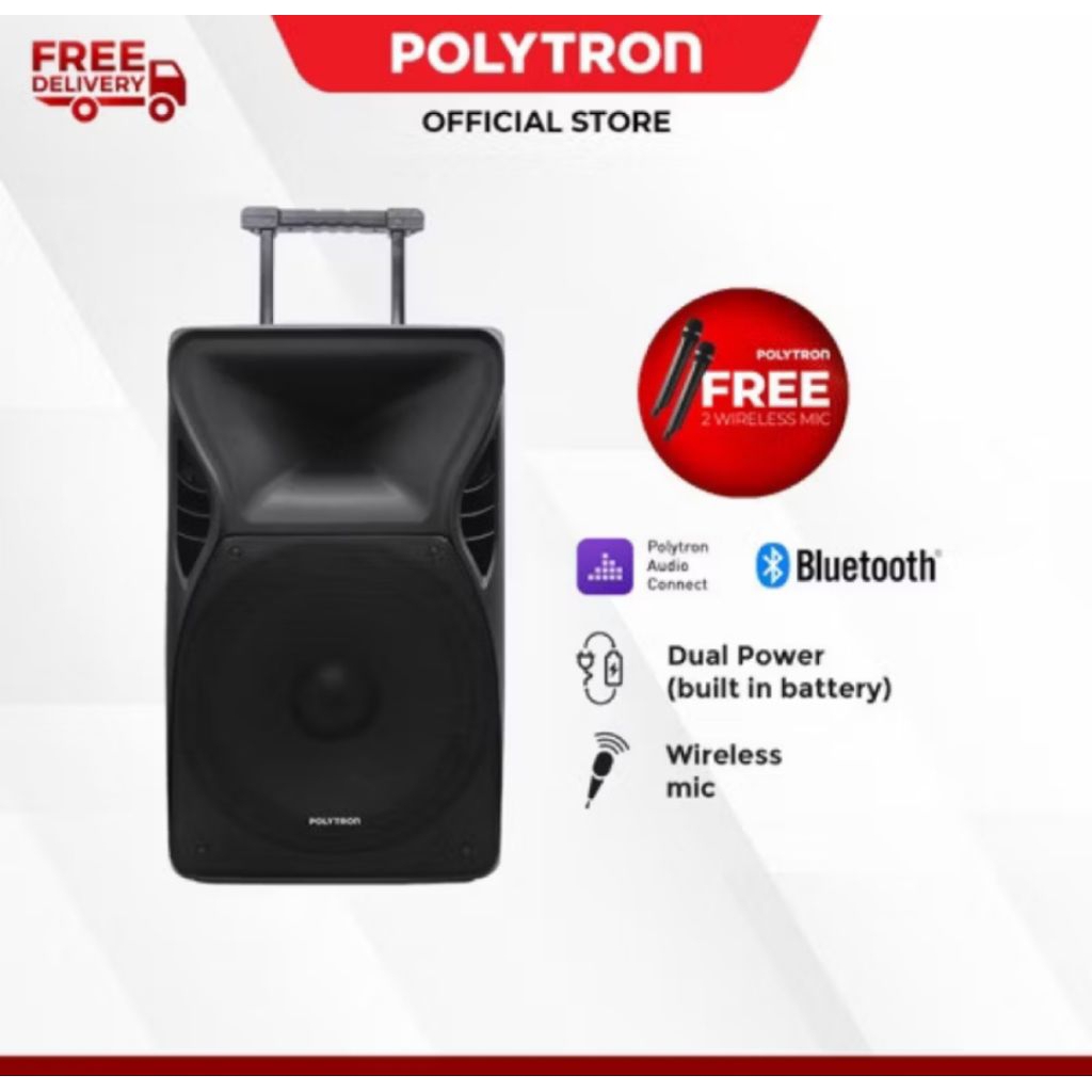 Jual SPEAKER AKTIF POLYTRON 15 INCI PASPRO15F5 MIC WIRELES 2 MIC ...