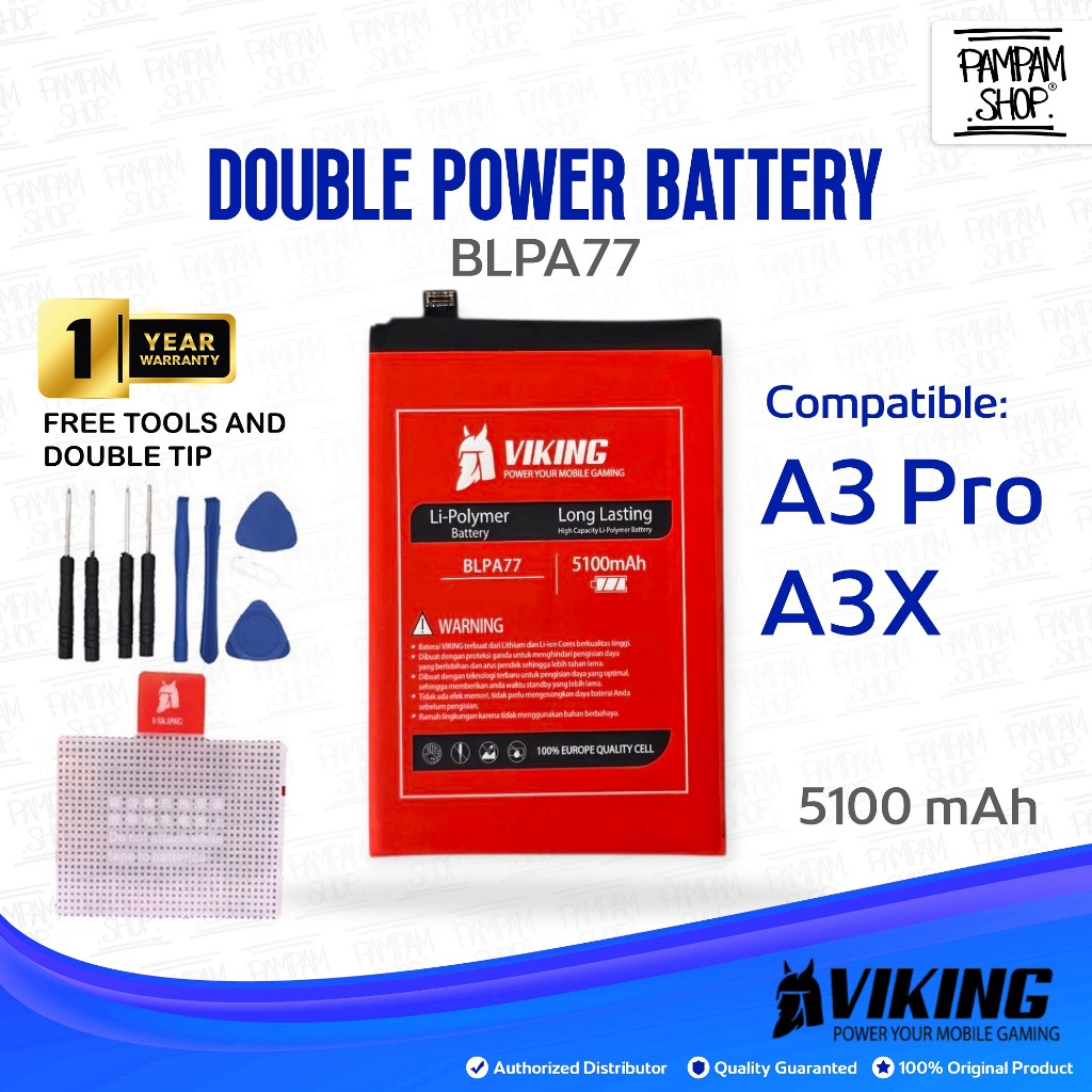 Jual VIKING Double Power Baterai BLPA77 for Oppo A3 Pro / A3X Batre ...