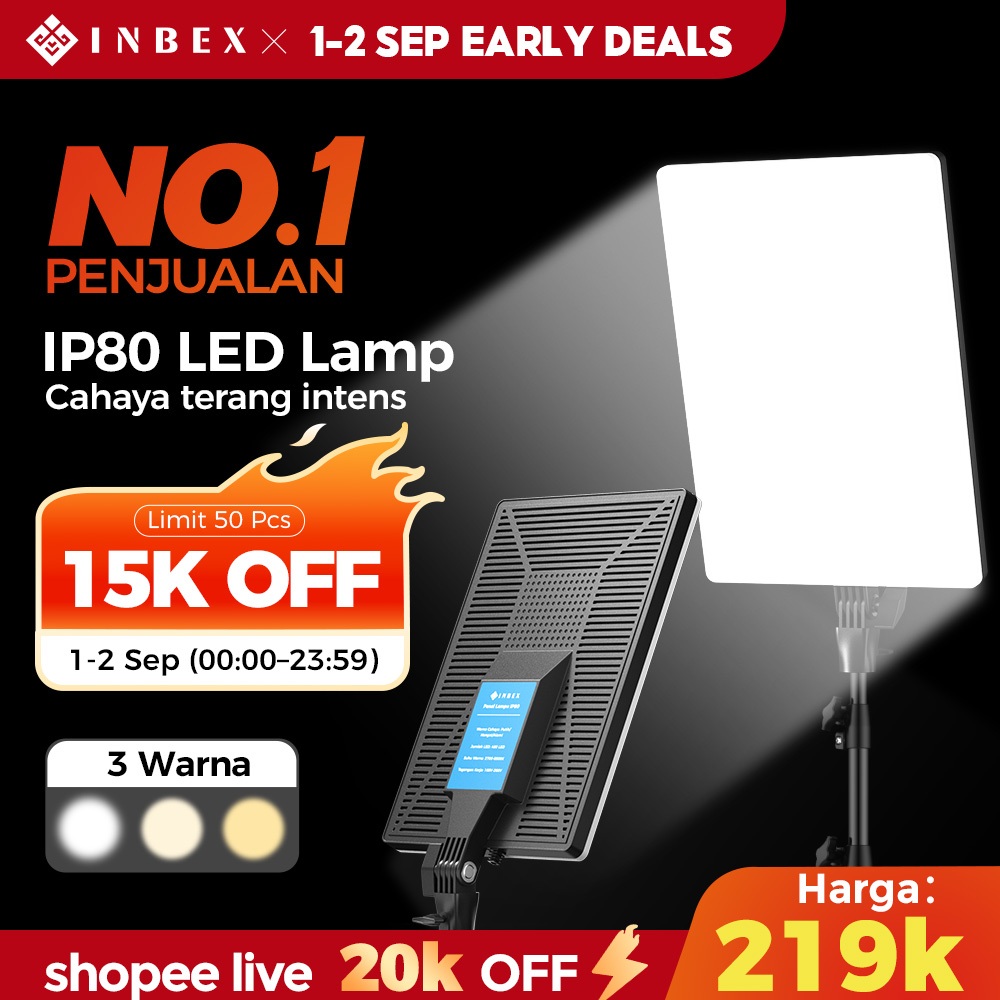 Jual ⭐Besar】 INBEX IP80 80W lighting Studio 20 inci foto Lampu Cahaya ...