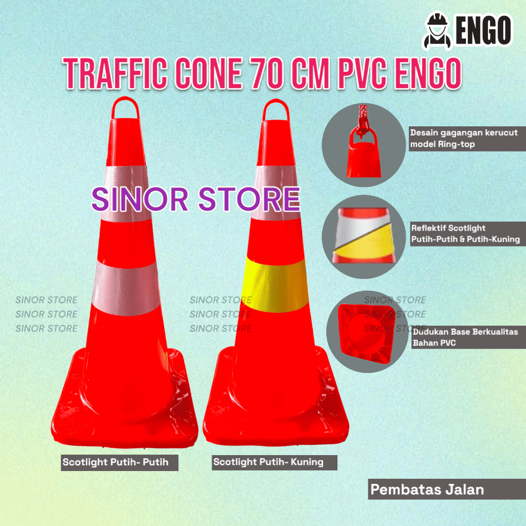 Jual Safety Traffic Cone 70 cm Multi + Lubang Rantai ENGO | Shopee ...