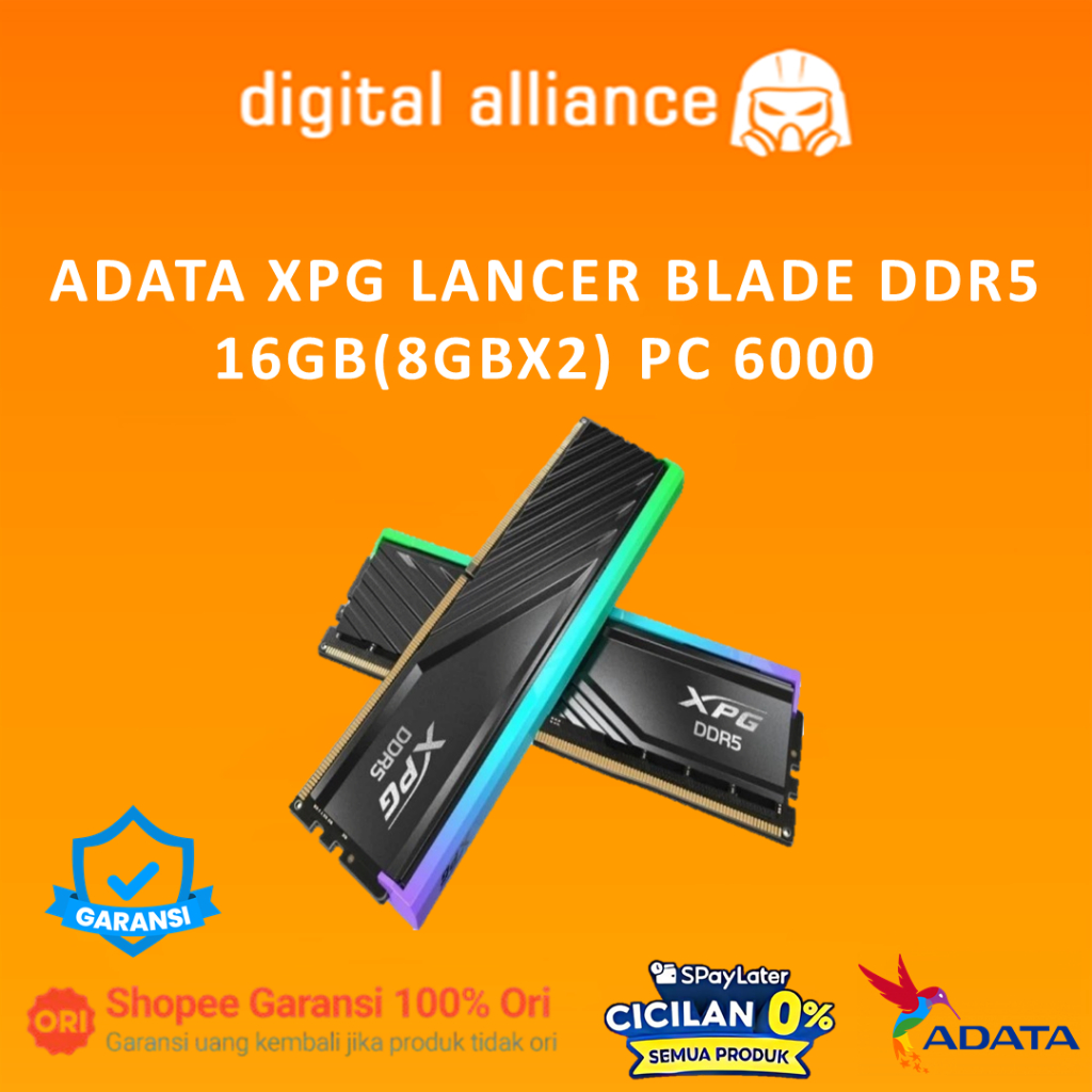 Jual ADATA XPG RAM LONGDIMM DDR5 16GB (8GBX2) PC6000 LANCER BLADE RGB ...