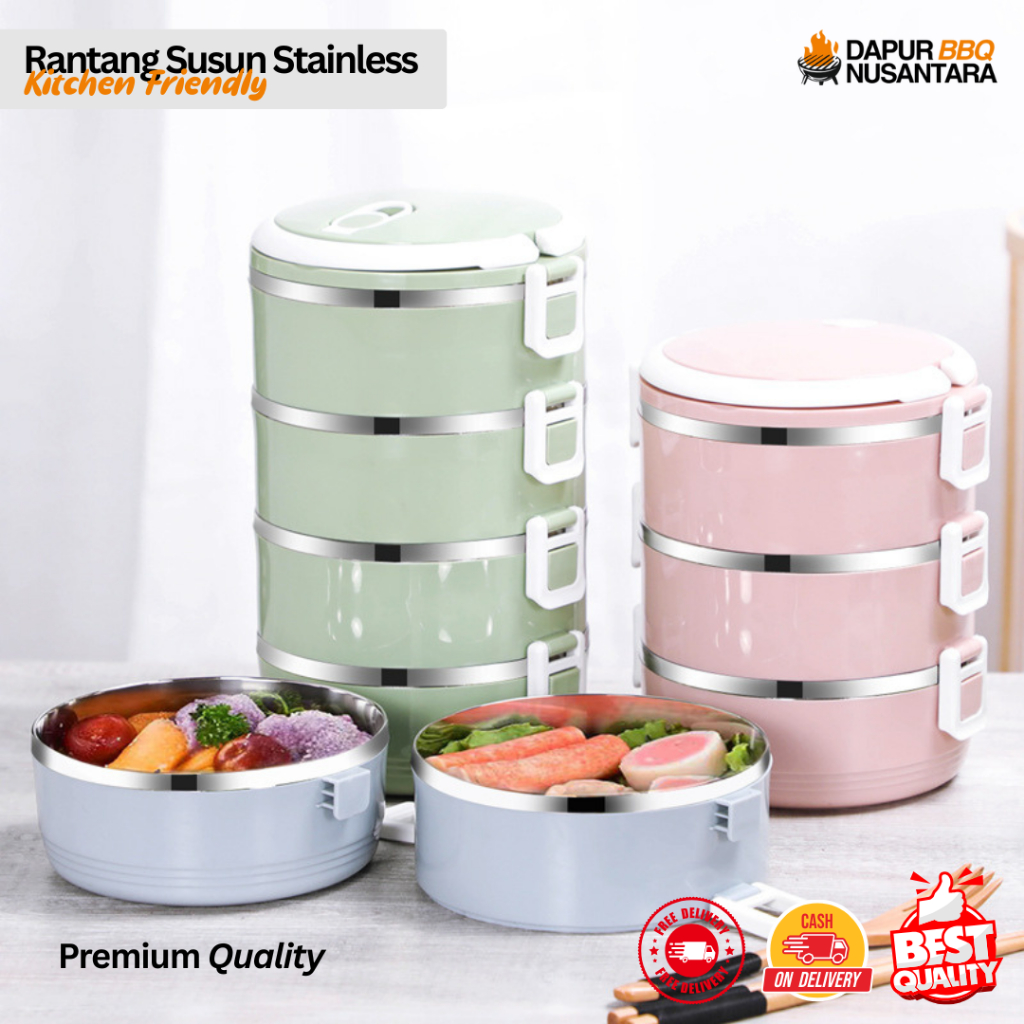Jual Rantang Lunch Box 4 Susun Stainless Bekal Makanan Praktis Tahan ...