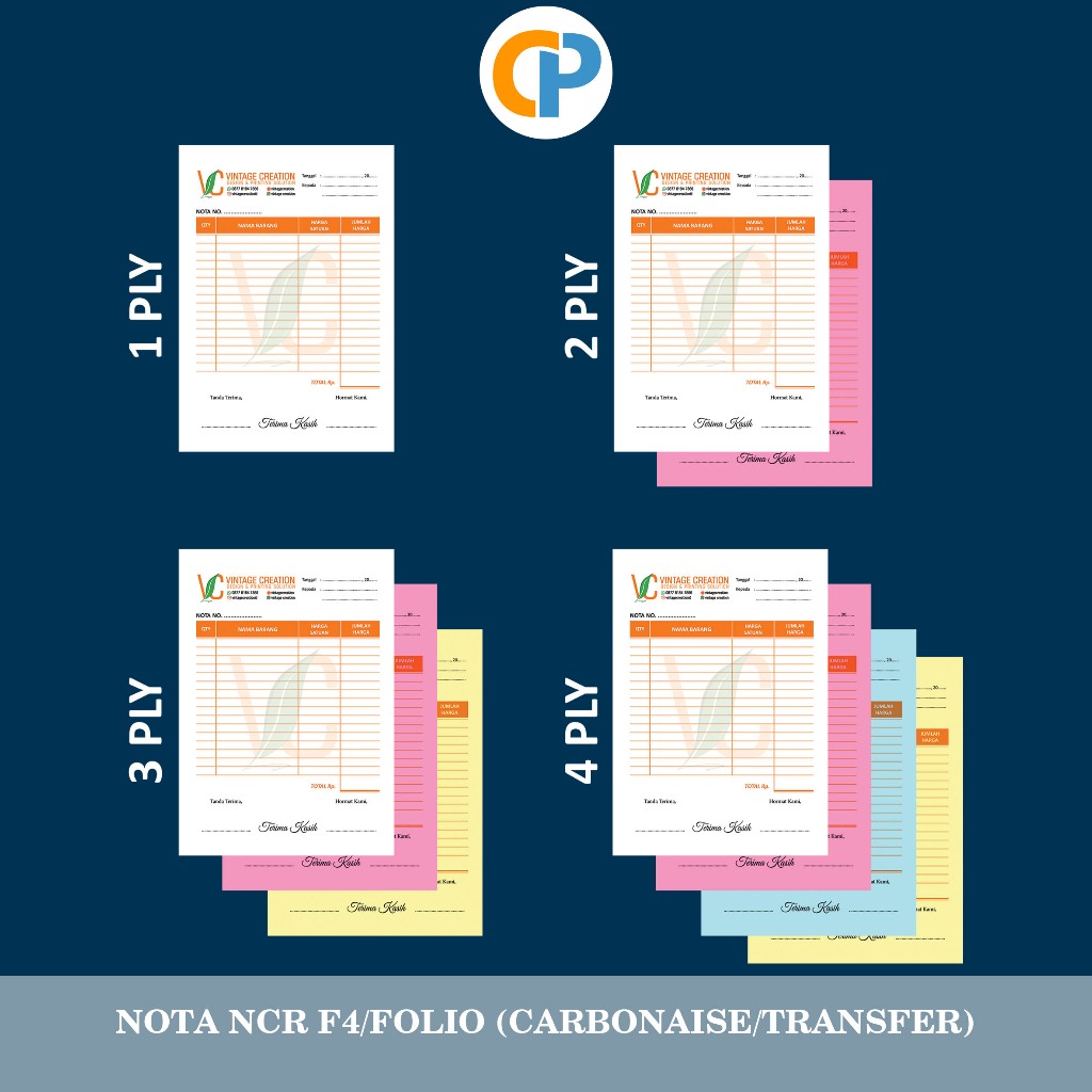 Jual CETAK NOTA KWITANSI CUSTOM MURAH ISI 50 BAHAN NCR | Shopee Indonesia