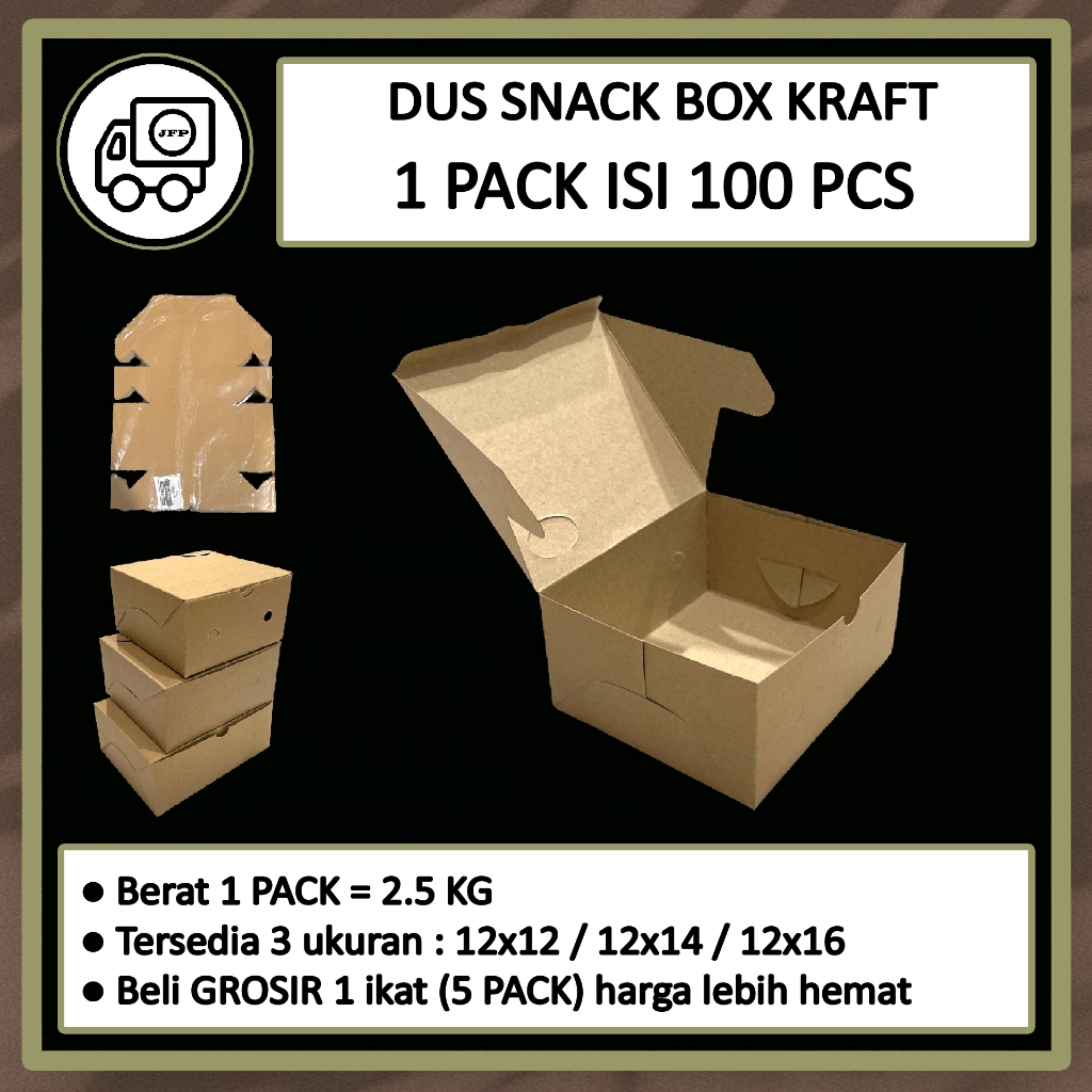 Jual Dus Snack Box Kue 12x12 12x14 12x16 Coklat Kraft Polos Motif isi ...