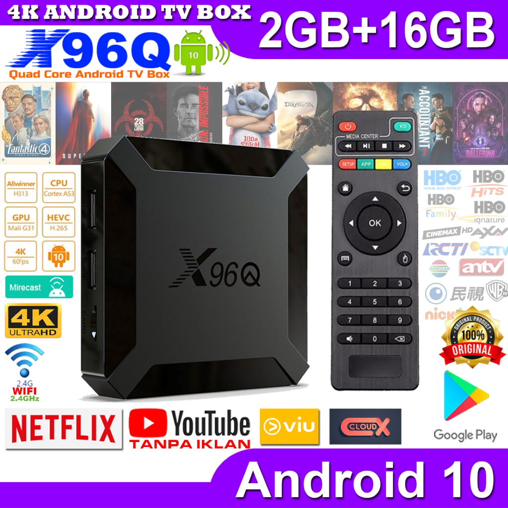 Jual Android TV Box X96Q STB Asli 2GB 16GB WIFI 4K NONTON TIVI ...