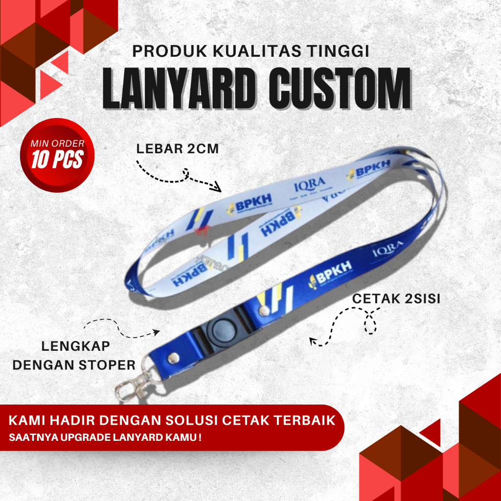 Jual Custom Lanyard Ukuran 2cm 2 sisi Bisa Request Logo/Desain Cepat ...