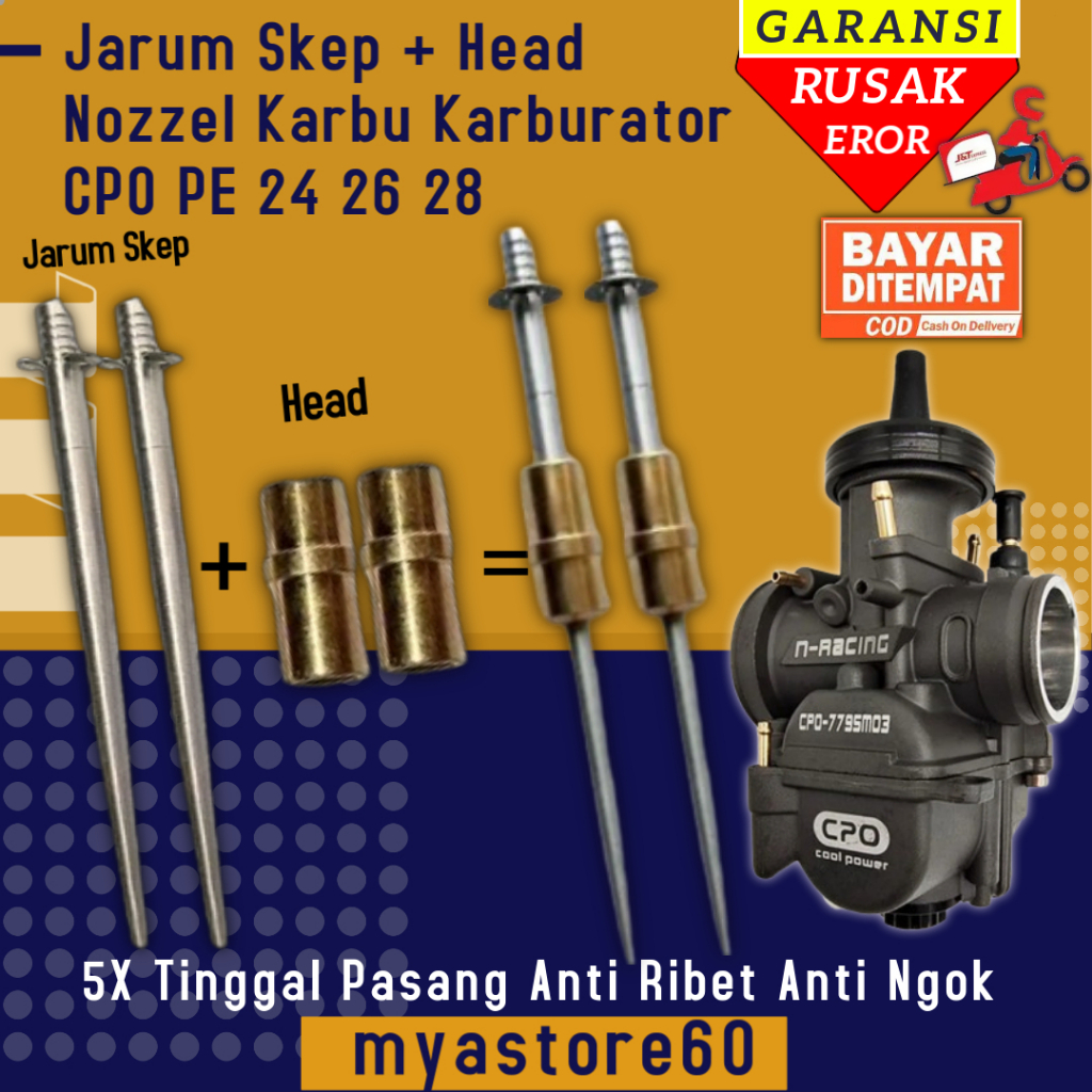 Jual Paket Jarum Skep Set Kepala Head Nozzel Karburator Karbu CPO PE 24 ...
