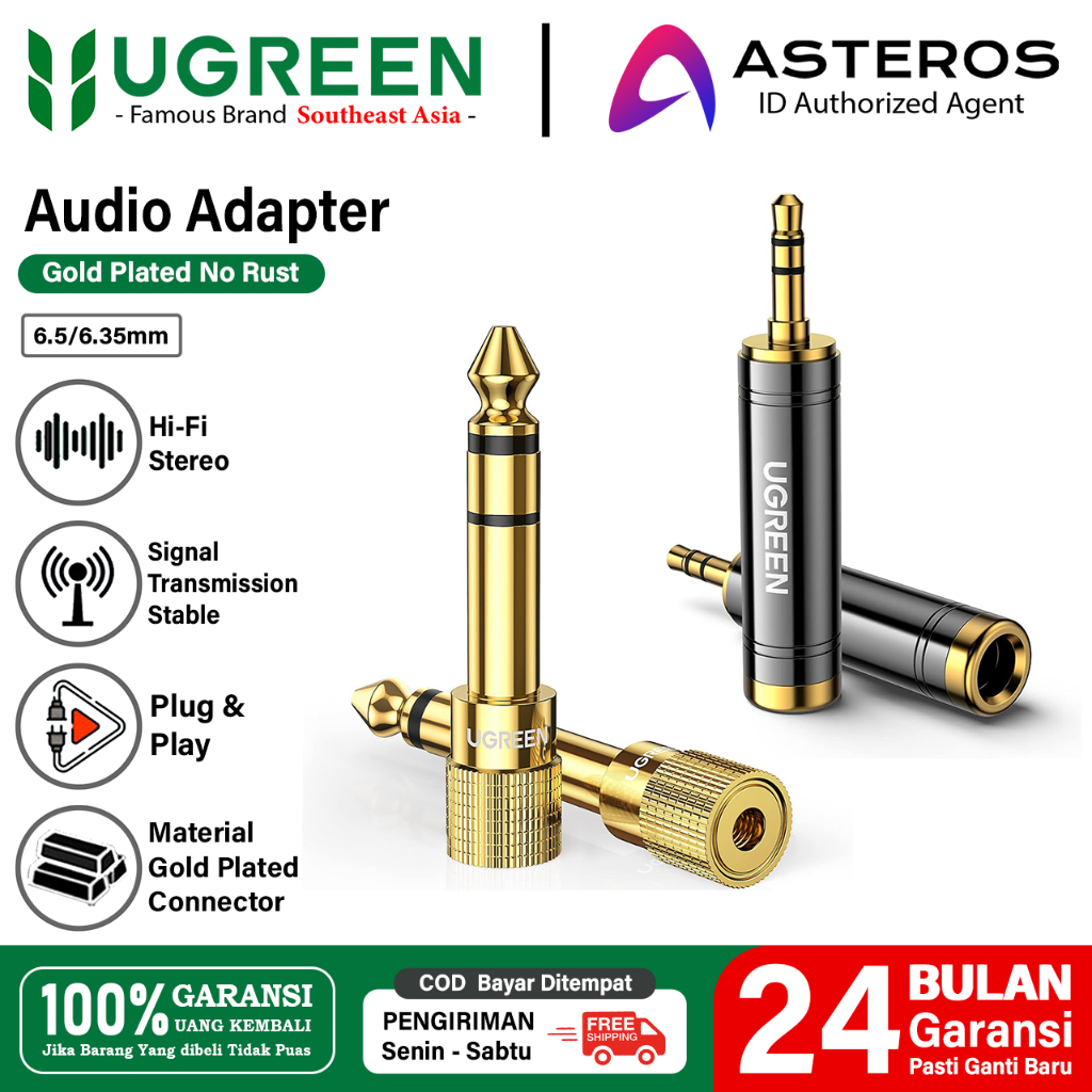 Jual UGREEN Converter Audio Jack 3.5mm to 6.5mm Female / Male Adapter Aux 6.5mm / 6.35mm ...