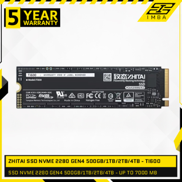 Jual ZHITAI SSD NVME GEN4 TI600 500GB/1TB/2TB/4TB PCIE 4.0 M.2 2280 5Y ...