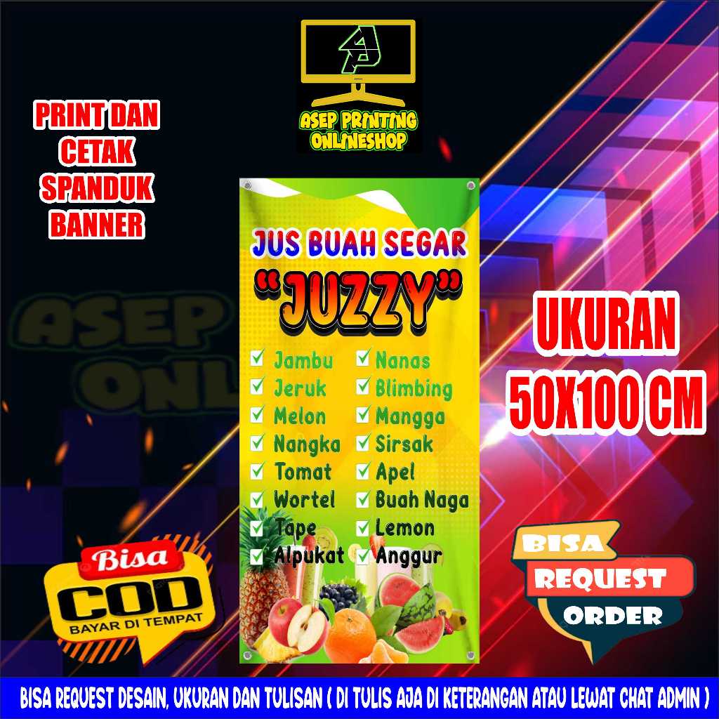 Jual PRINT CETAK SPANDUK BANNER 50X100 JUS BUAH SEGAR CUSTOM DESAIN ...