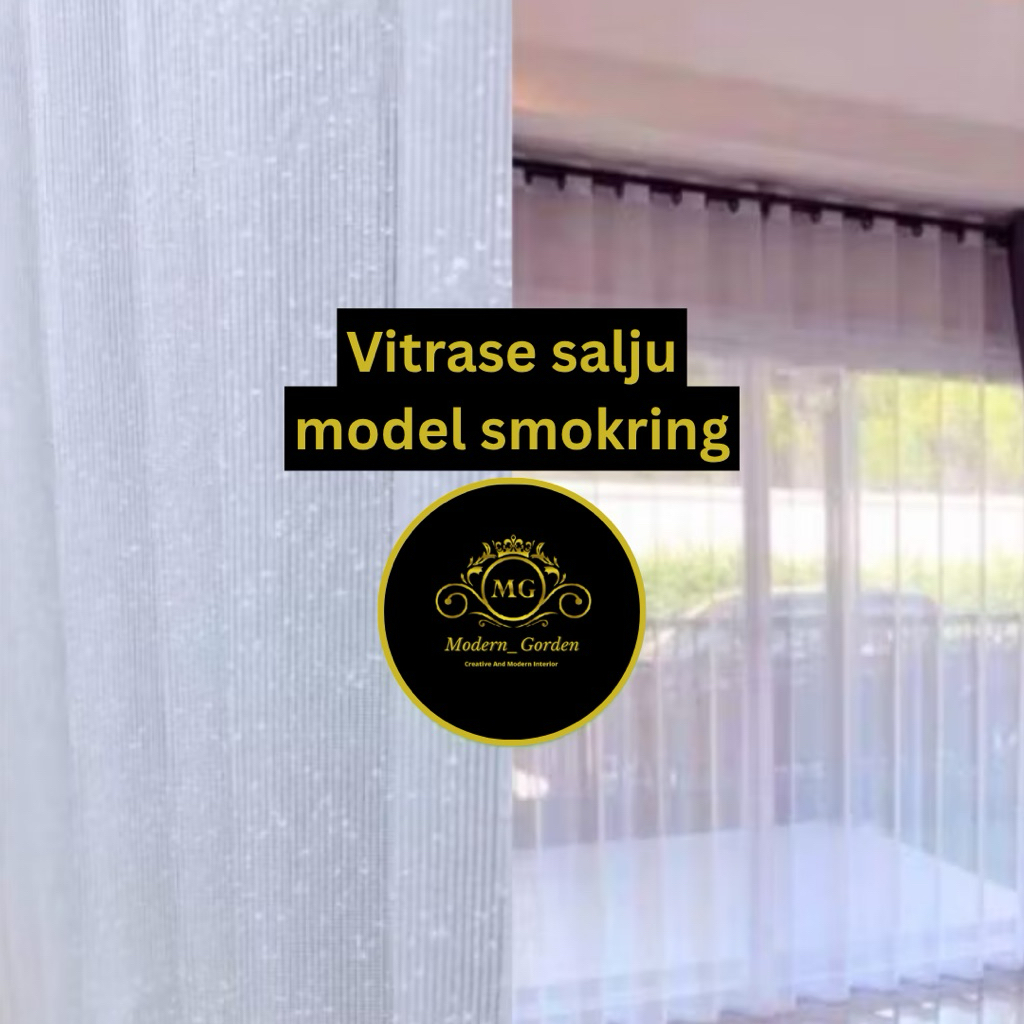 Jual Vitrase Gorden Motif Serat Salju Putih Tebal Model Smokring ...