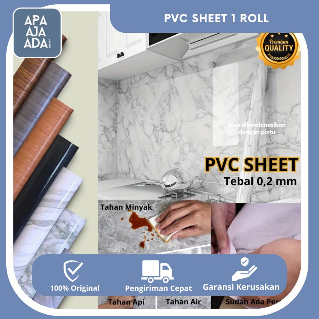 Jual PVC SHEET 1 ROLL ukuran 120Cm x 50M (Sudah ada Lem)/Deco Sheet ...
