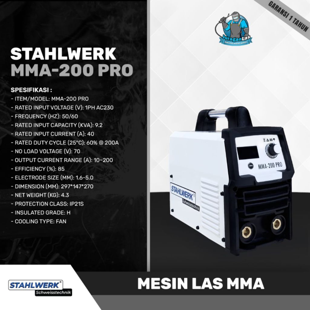 Jual Mesin Las MMA-200 Pro Mesin Las Stahlwerk DC MMA Electroda ...