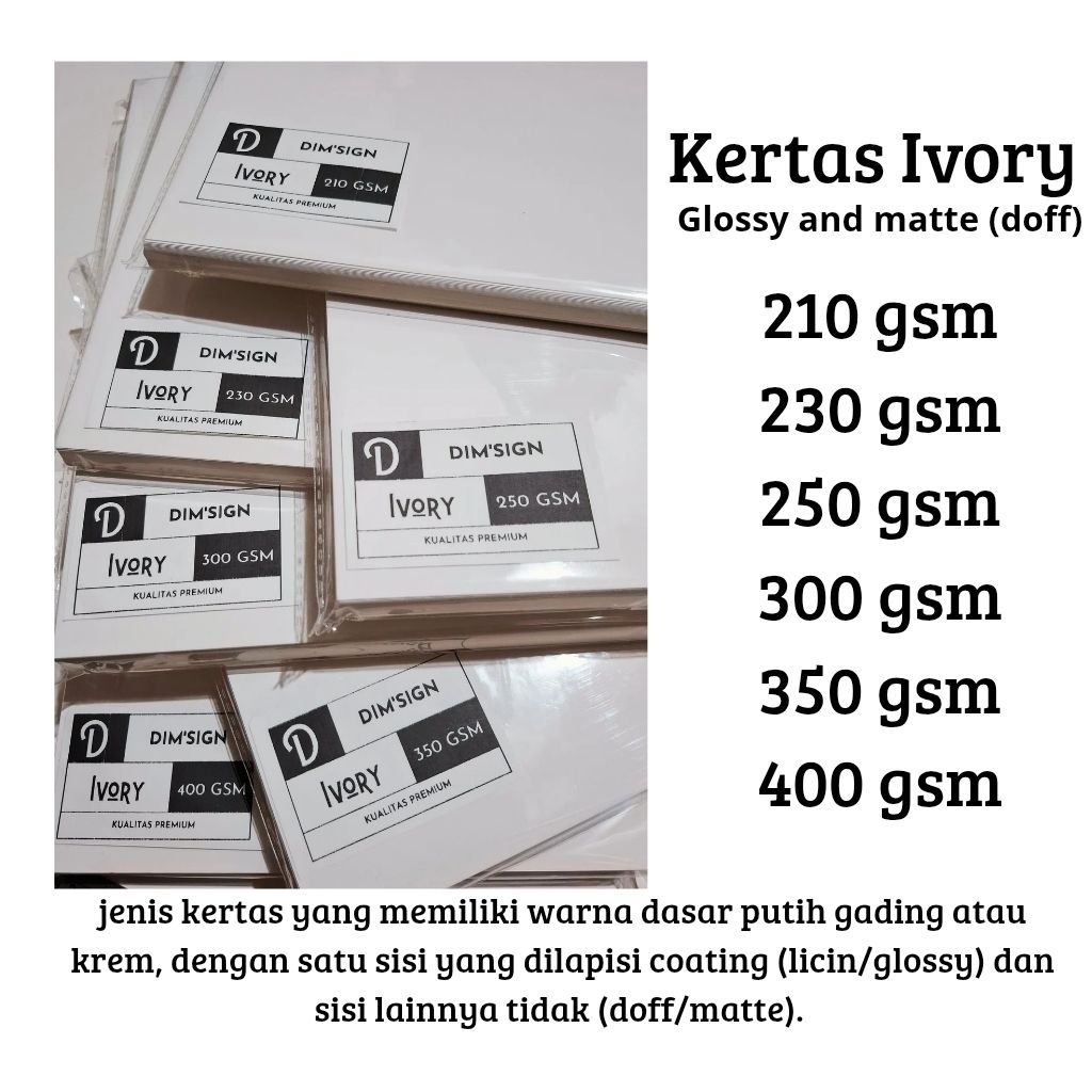 Jual kertas Ivory A4 Ketebalan 210gsm, 230gsm, 250gsm, 300gsm, 350gsm ...