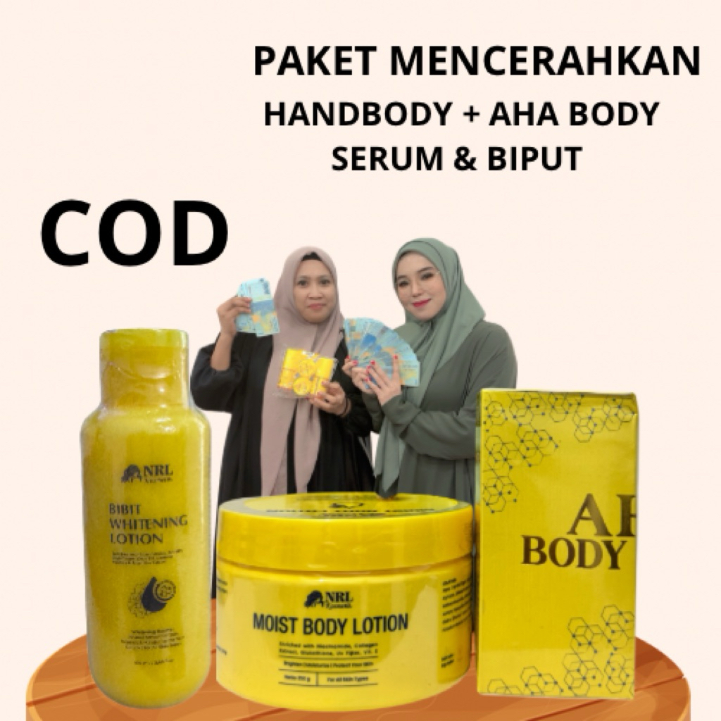 Jual PAKET KOMPLIT MECERAHKAN BADAN HANDBODY NRL + AHA BODY SERUM ...