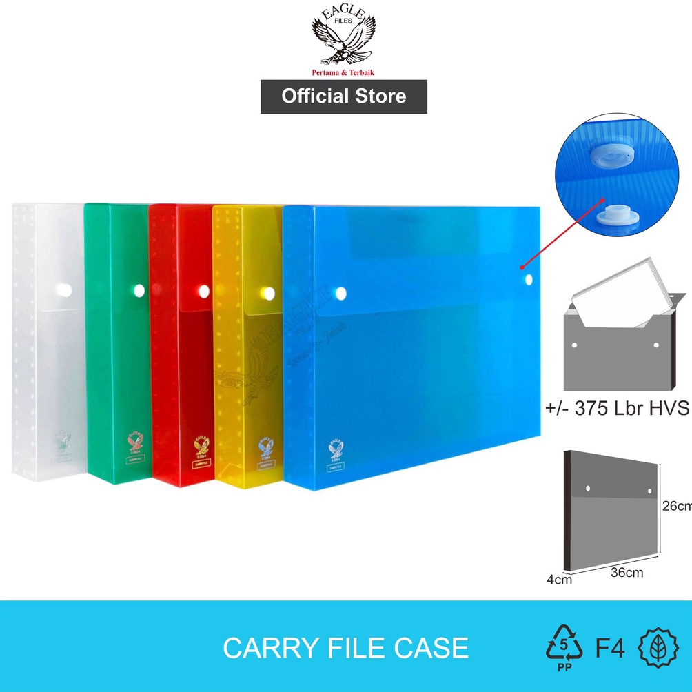 Jual KODE A95R Carry File Box Transparan EAGLE Files F4 Folio Tebal 4 ...