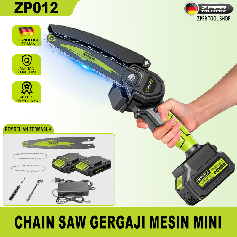 Jual ZPER Mesin Chainsaw Cordless Chainsaw Gergaji Baterai Gergaji ...