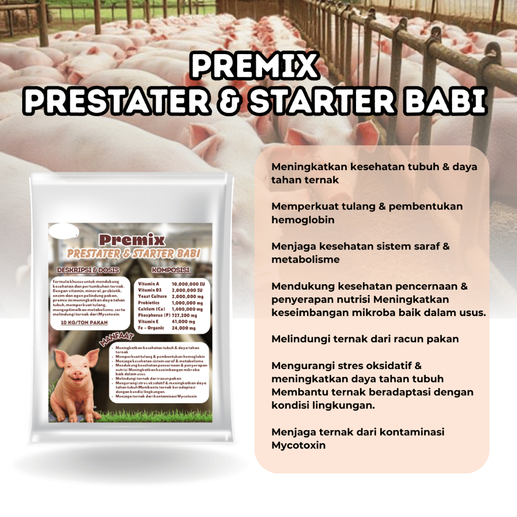 Jual PREMIX BABI PRESTARTER DAN STARTER || @1KG, Meningkatkan kesehatan ...