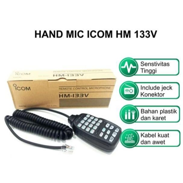 Jual mic hm-133v extramic hm133v handmic hm133 microphone 2300 2200 mobile rig radio icom ...
