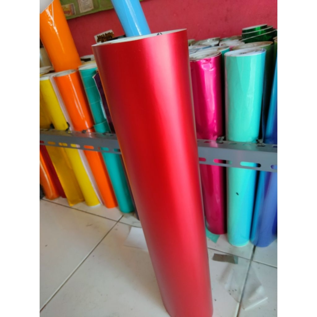 Jual stiker scotlet merah satin dof metalik crom | Shopee Indonesia